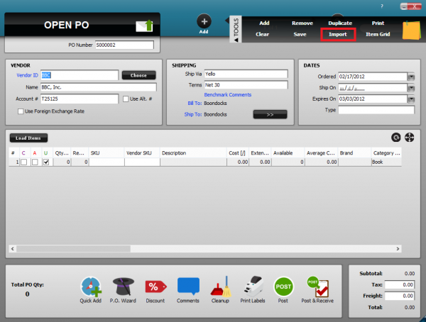 Importing Items into Transfers, Purchase Orders, and Invoices - POSIM ...