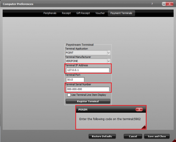 Setup PayStream SI & Verifone Terminals - POSIM Point of Sale Software